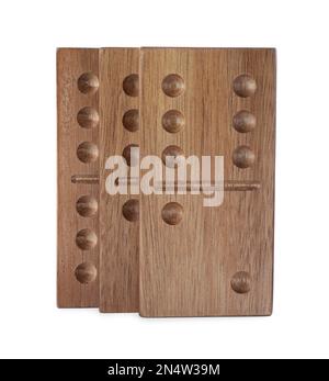 Wooden domino tiles with pips isolated on white Stock Photo - Alamy