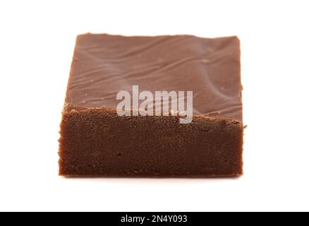 Cube of Plain Chocolate Fudge Isolated on a White Background Stock ...