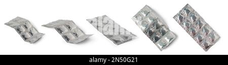 Tablets in strip, medication strip over white background isolated Stock ...