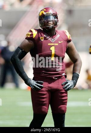 Arizona State defensive lineman Marcus Hardison (1), right, sacks ...