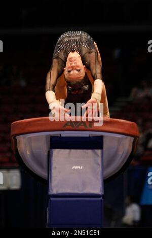 Georgia's Lindsey Cheek competes on the uneven bars during the ...