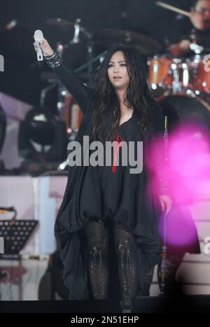 Taiwanese singer A Mei performs during her concert in Taipei, Taiwan, 6 ...