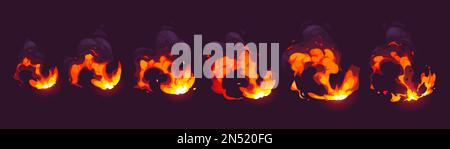 Fire sprite sheet. Cartoon vector flame game animation. Set of flame ...
