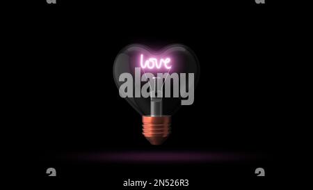 Heart shaped light bulb valentine concept 3d illustration Stock Photo ...