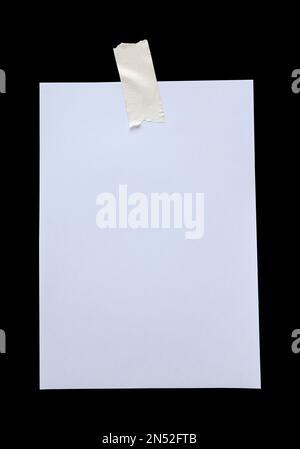 White paper stuck with sticky tape isolated on a white background Stock ...