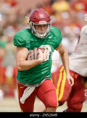Iowa State quarterback Grant Rohach (3) is hit and knocked down by ...