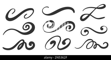 Calligraphic swoosh. Decoration swish symbols, retro underline swooshes ...