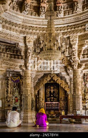 Central shrine with the four-faced marble cult image of Chaumukha ...