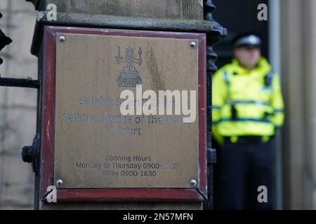 Police officers outside Selkirk Sheriff Court, in the Scottish Borders ...