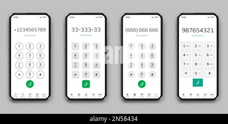 Smartphones keypad set. User keypad with numbers and letters on phone ...