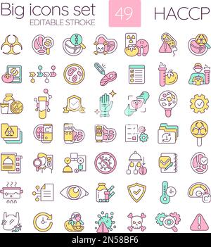 HACCP food safety set with isolated icons and hazard pictograms with ...