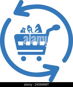 line refresh shopping basket icon isolated on red vector image Stock ...