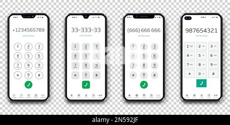 Keyboard with numbers and letters on the phone screen. User interface ...