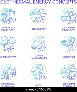 Geothermal power plant blue gradient concept icon Stock Vector Image ...