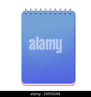Notebook closed with spiral, marks top view in cartoon style isolated on white background ...