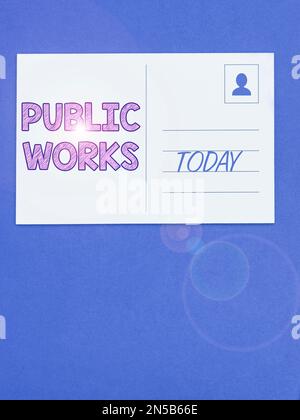 Text showing inspiration Public Works, Word for Describes the viewing ...