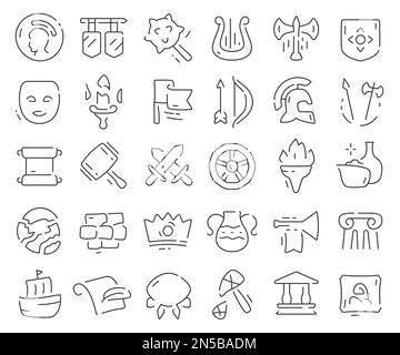 History line vector icons and signs. Memory, Ancient, Accounts ...