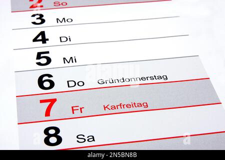 year calendar 2023 in German, Holy Thursday, Good Friday Stock Photo ...
