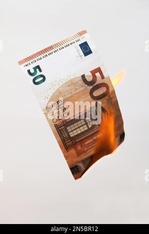 Money burns. Euro banknotes burning in flames Stock Photo - Alamy