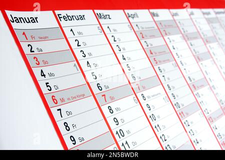 year calendar 2021 in German Stock Photo - Alamy