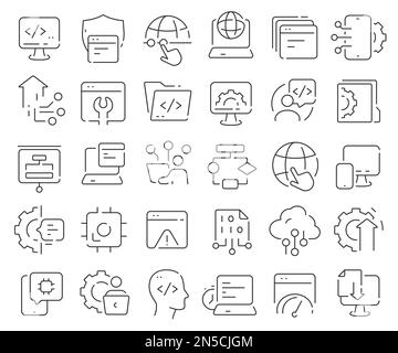 Programming, coding line icons signs set. Design collection of ...