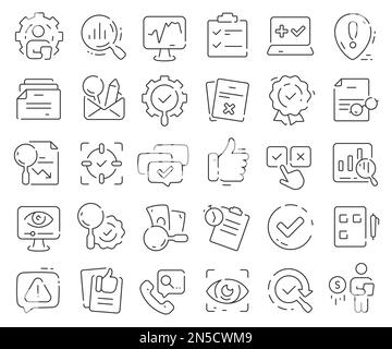 Inspection line icons collection. Analysis, Audit, Check, Detection ...