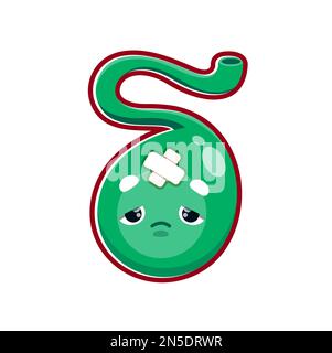 Sad gallbladder character color icon. Unhealthy digestive system emoji ...