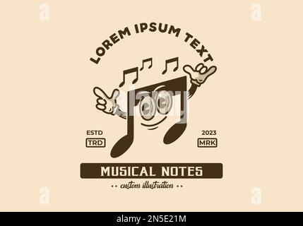 Music notes character mascot illustration design Stock Vector Image ...