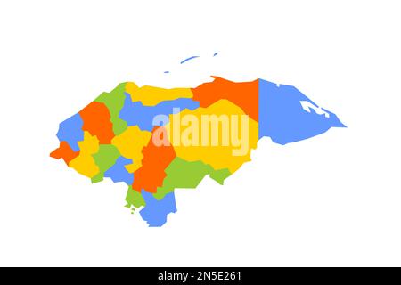 Vector regional blank map of Honduras with departments or territories ...