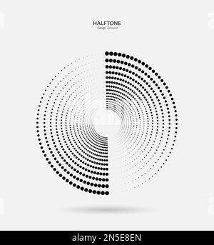 A black circle of dotted semitones on a light background. A design ...