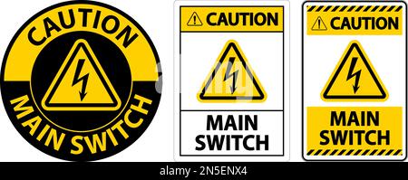 Caution Main Switch Sign On White Background Stock Vector Image & Art ...