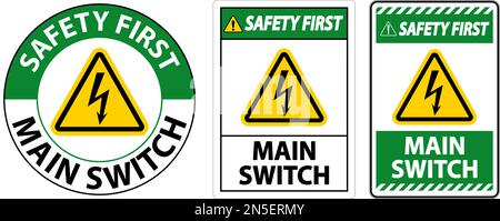 Safety First Main Switch Sign On White Background Stock Vector Image ...