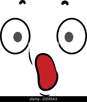 Expression of shock and horror cartoon face vector illustration. Cute ...