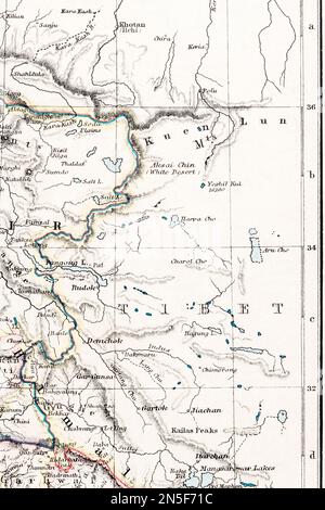 1897 historic atlas map of Arunachal Pradesh a disputed area between ...