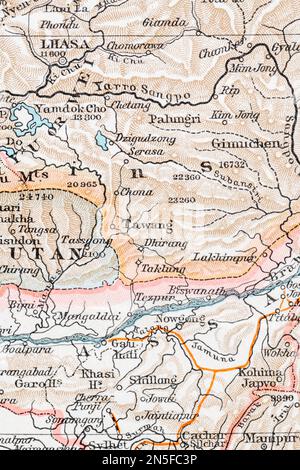 1900 historic atlas map of Tawang & region of Arunachal Pradesh ...