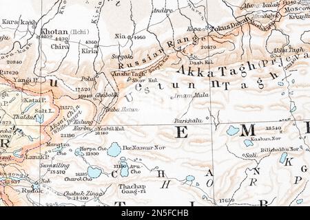 1900 historic atlas map of Aksai Chin, part of a border area hotly ...