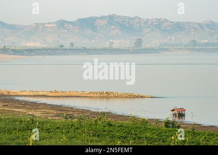 Irrawaddy River viewed from a waterfront hotel in Bagan, Myanmar ...