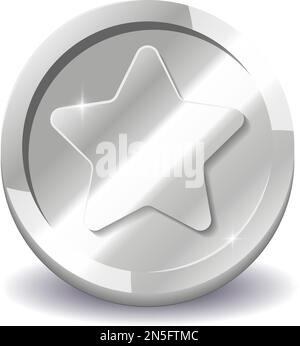 Silver coin. Cartoon money mockup. Shining metal Stock Vector Image ...
