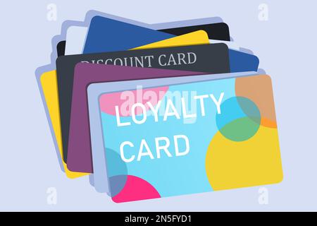 Stack of loyalty cards, club member cards and discount cards. Vector ...