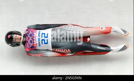Arianne Jones of Canada speeds down the track in her second run during ...