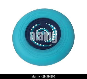 Light blue plastic frisbee disk isolated on white Stock Photo - Alamy