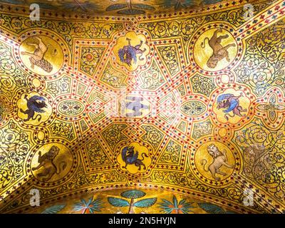 King Roger's hall mosaic from the Norman era in the Norman Palace ...