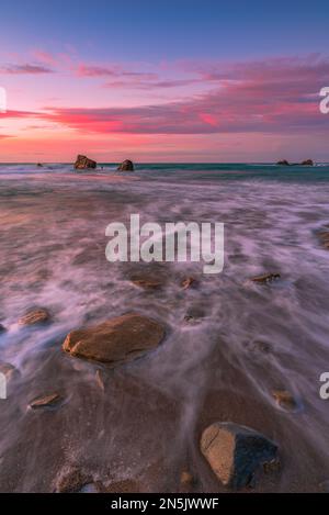 Settefrati beach in Mazzaforno bay at sunset, Sicily Stock Photo - Alamy