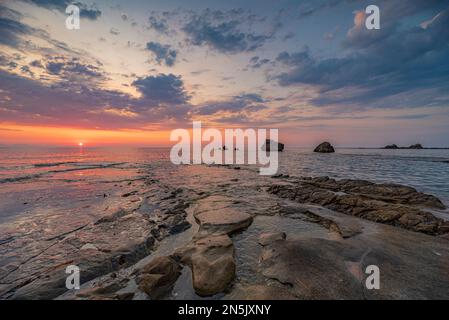 Settefrati beach in Mazzaforno bay at sunset, Sicily Stock Photo - Alamy