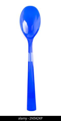Blue plastic spoon isolated on white background Stock Photo - Alamy