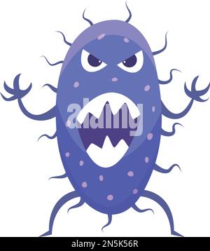 Scary germ character. Cartoon purple alien monster Stock Vector Image ...