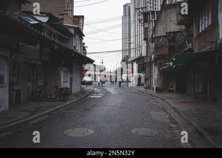 The poor neighborhood of Huang Pu District in Shanghai, China Stock ...