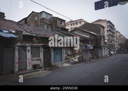 The poor neighborhood of Huang Pu District in Shanghai, China Stock ...