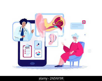 Online Audiologist ENT-Doctor Consultate Patient.Inflammation Ear ...