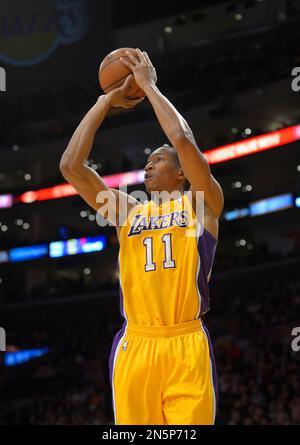 Los Angeles Lakers guard Wesley Matthews warms up before an NBA ...